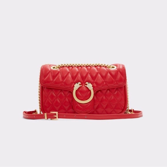 Aldo | Bags | Aldo Red Quilted Crossbody Bag With Gold Chain | Poshmark